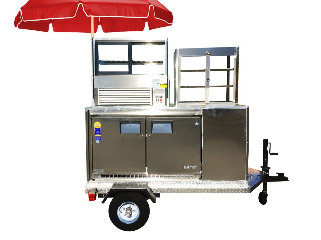 Snacks cart on a trailer by Kareem Carts Manufacturing